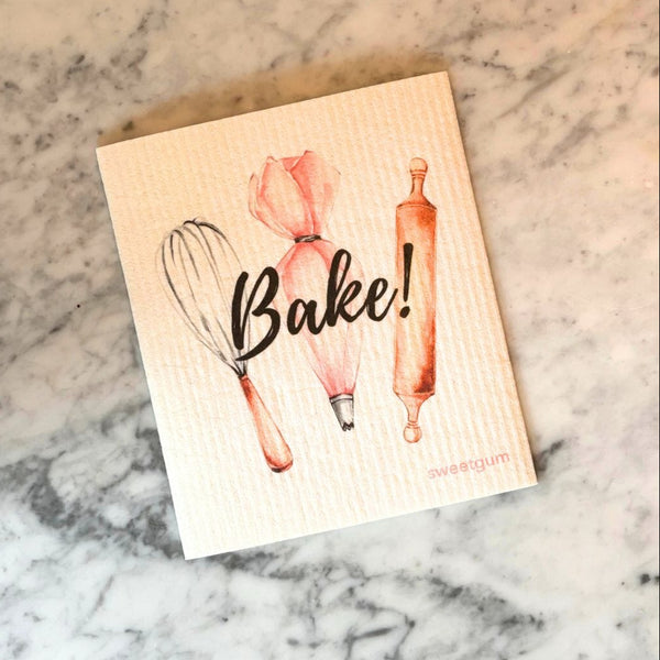 Bake! Swedish Dishcloth | Whisk, Pastry Bag, Rolling Pin (baking tools ...