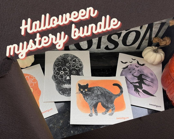 Mystery Bundle of 4 Halloween Swedish Dishcloths | Spooky & Sweet ...